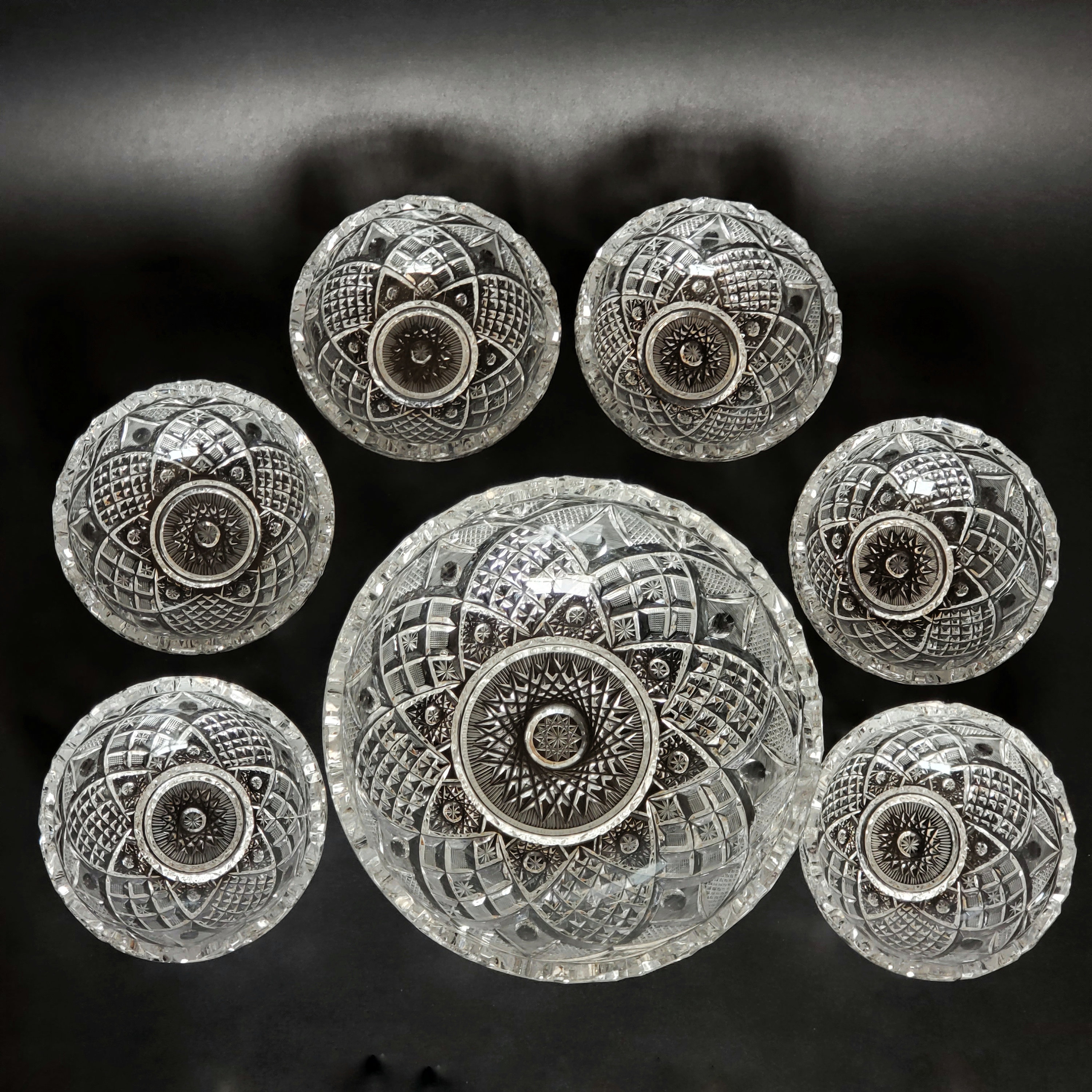 Set of 7 Salad Bowls Bohemian Cut Crystal Glass Bowls - Etsy