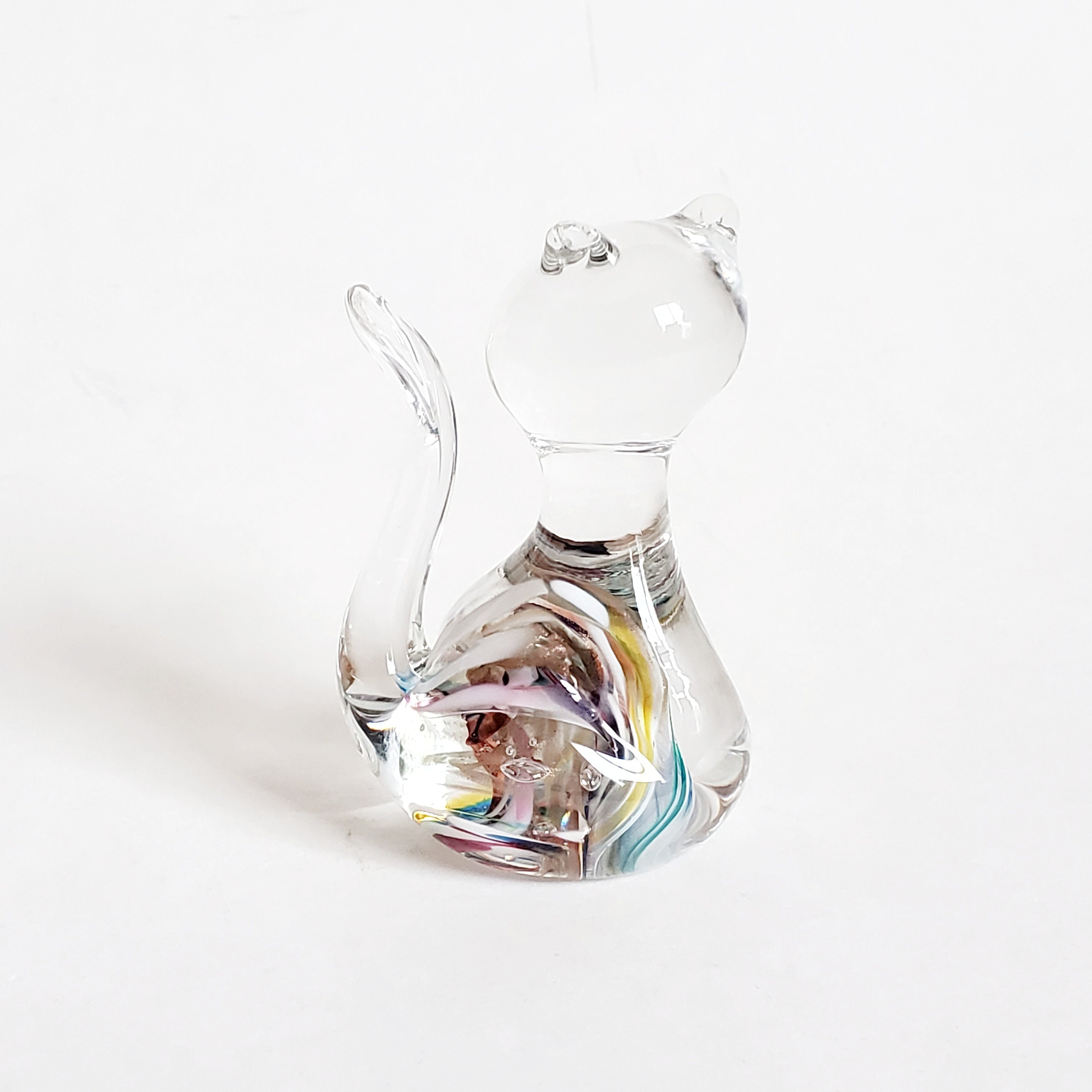 Art Glass Cat Paperweight Figurine by John Desmeules, Glass Dimensions ...