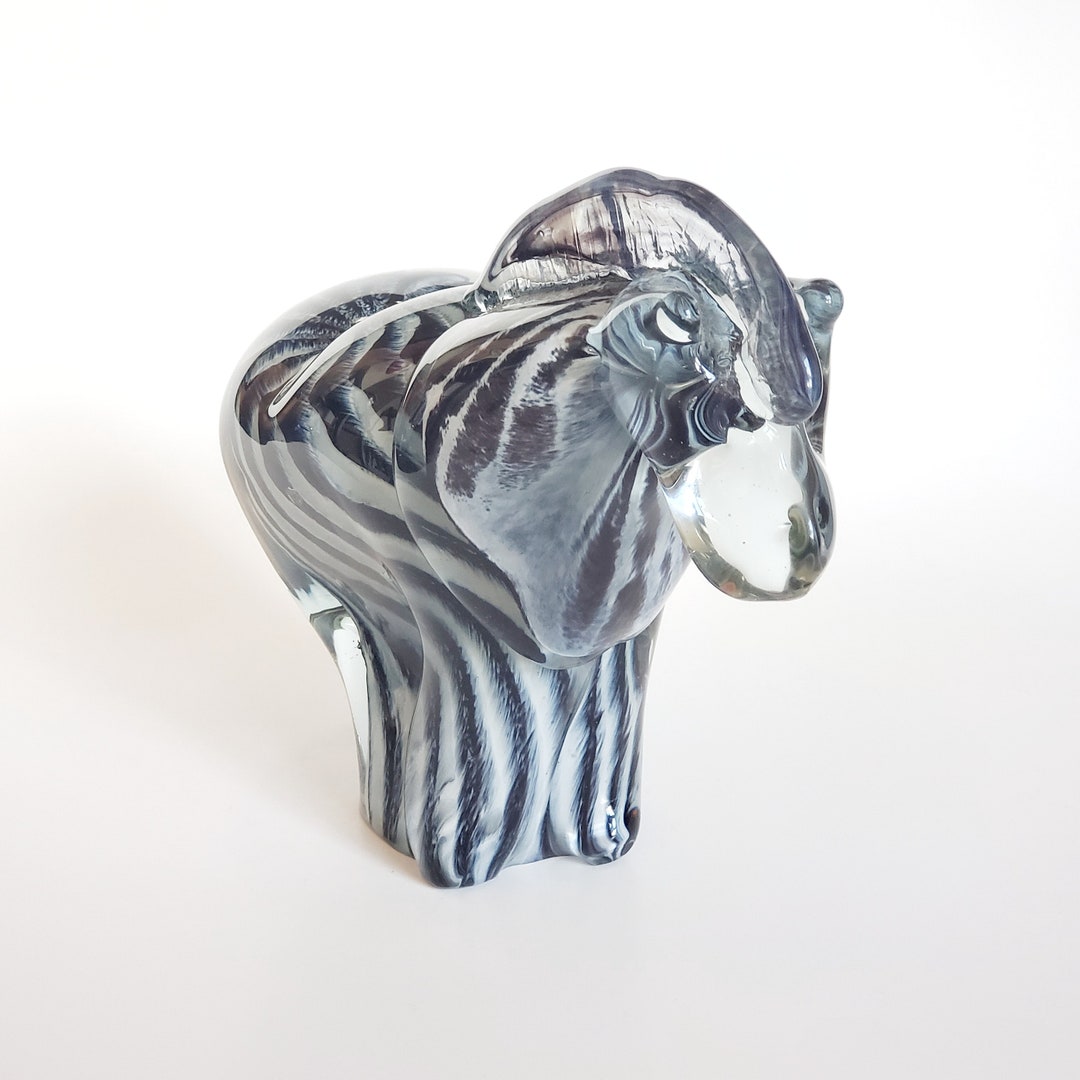 Ngwenya Glass Swaziland Art Glass Zebra Paperweight, Hand Blown Glass ...
