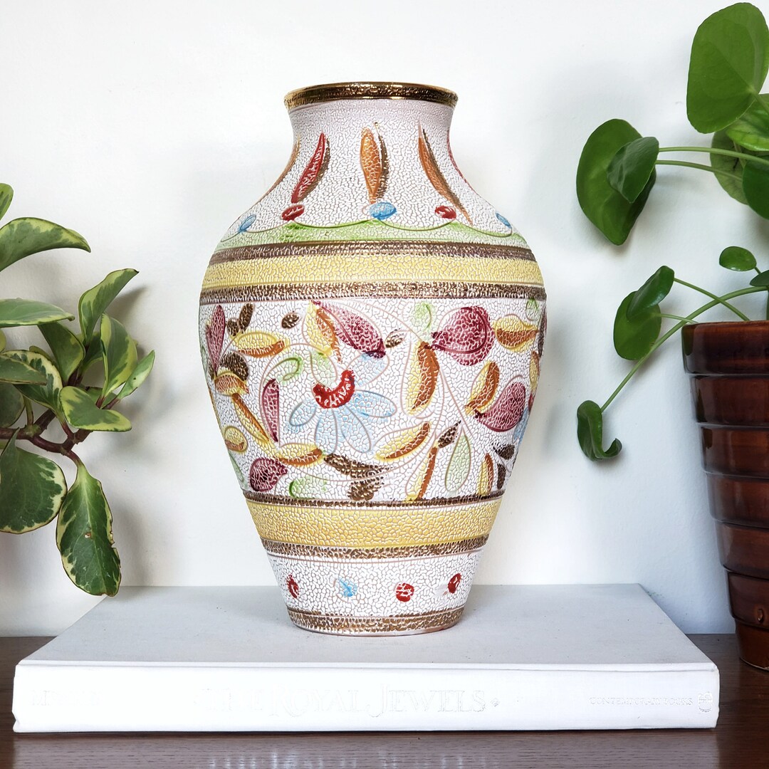 Fratelli Fanciullacci Pebble Glaze Vase, Floral Pattern, 1960s, Italian Art Ceramic - Etsy