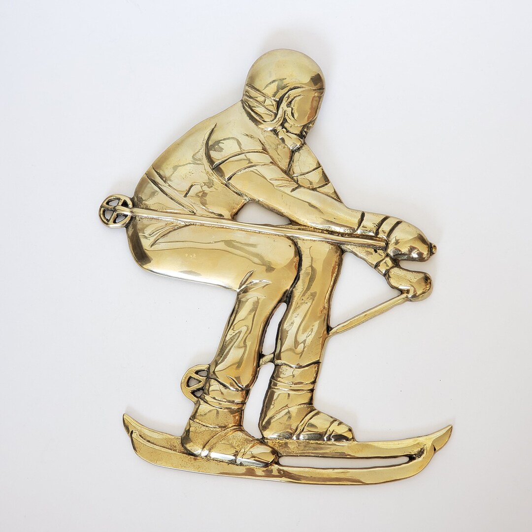 Brass Downhill Skier Wall Décor - Etsy