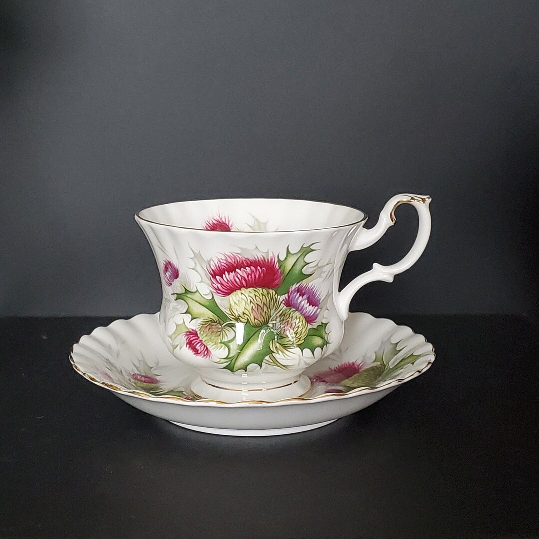Royal Albert Highland Thistle Teacup and Saucer Set, Fine Bone China ...