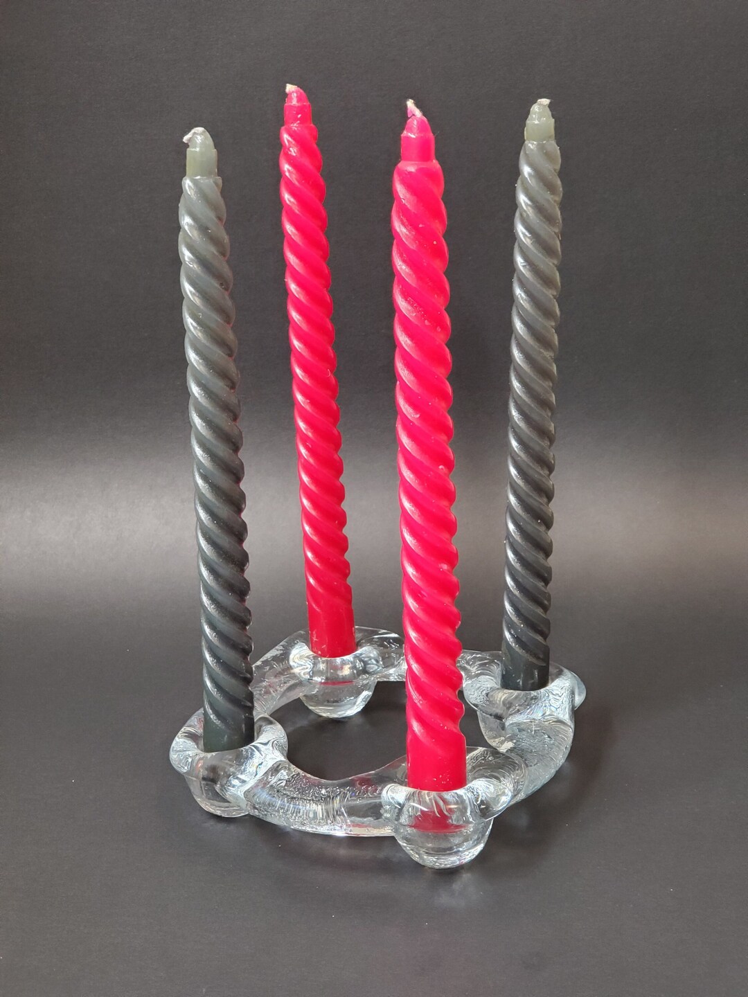 Scandinavian Advent Candlestick Holder, Pukeberg Art Glass, Vintage ...