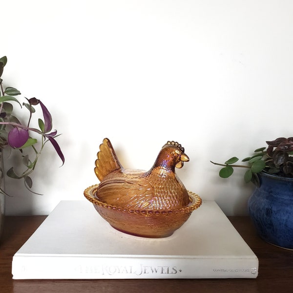 Carnival Glass Hen - Etsy