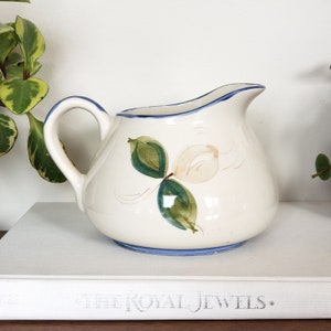 Hand Painted Pottery Jug With Blue Flowers, Ceramic Pitcher, Made in ...