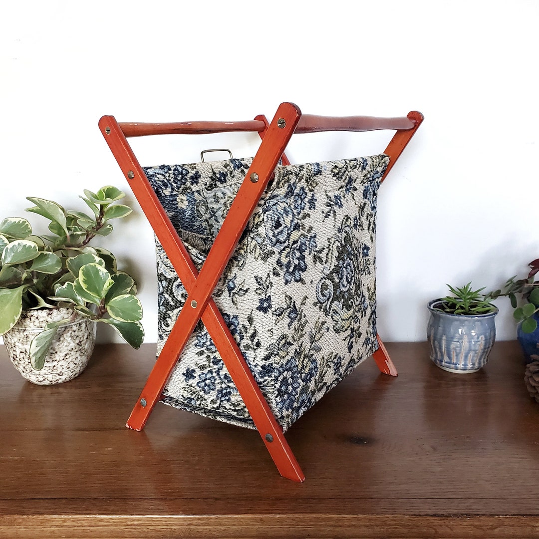 Vintage Fold-up Yarn Arts Caddy, Storage Organizer, Knitting Basket ...