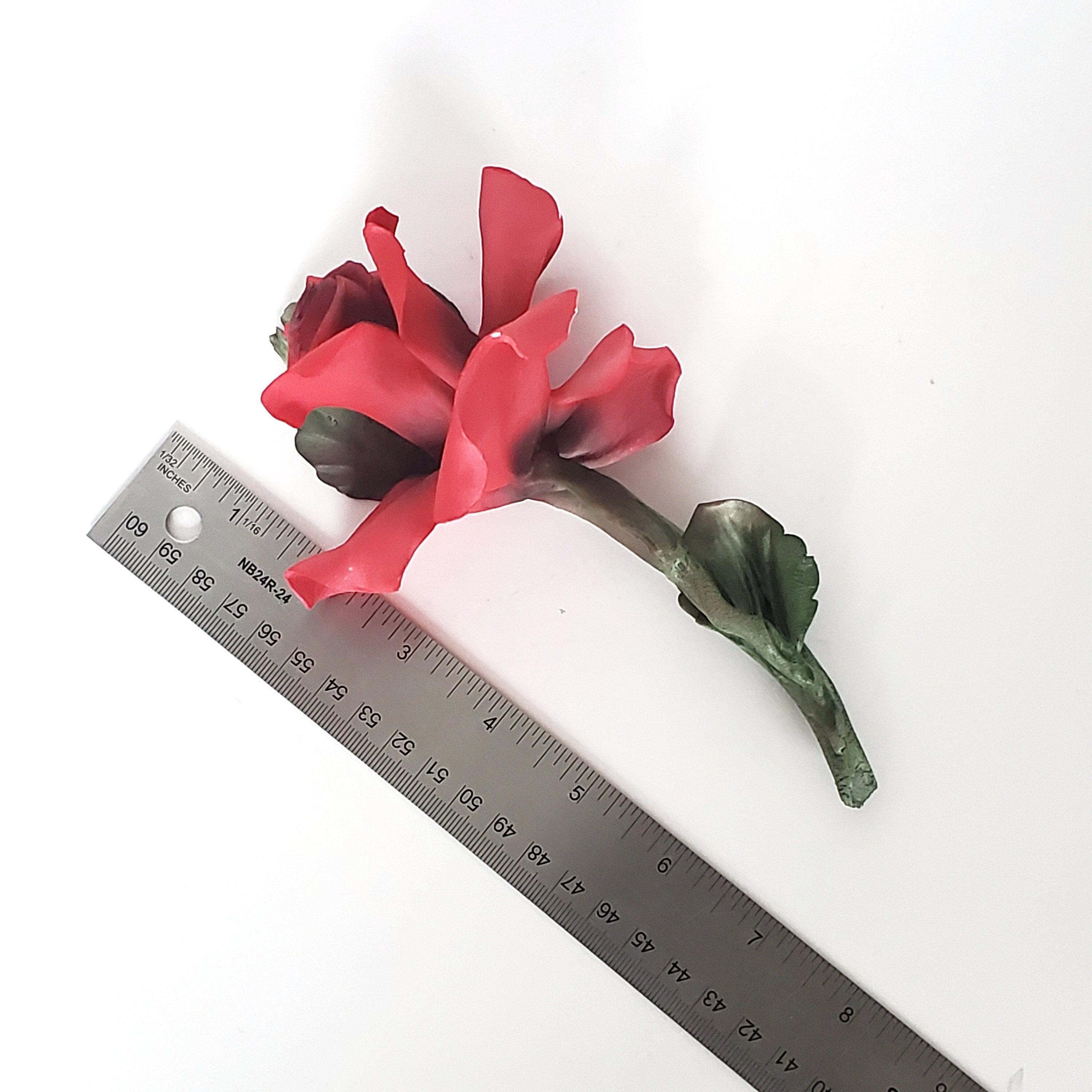 Capodimonte Porcelain Red Rose on A Stem, Made in Italy, Porcelain ...
