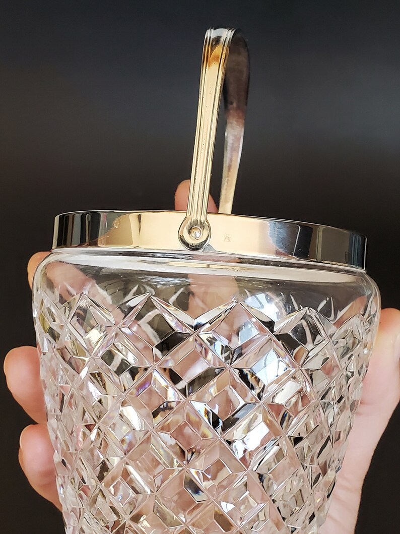 WMF Ice Bucket, Cut Crystal Ice Bucket With Silver Plate Handle, Made ...