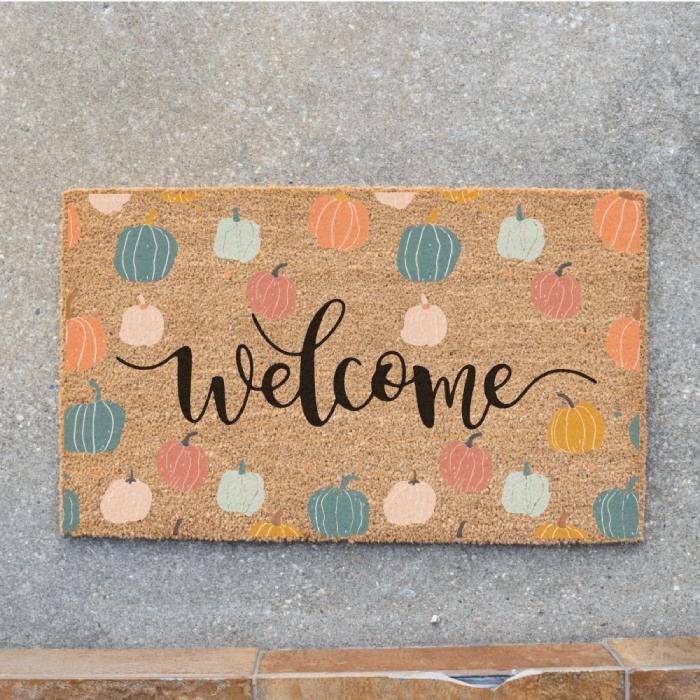 Fall Pumpkin Welcome Mat, Pumpkin Welcome Mat, Autumn Door Mat, Fall ...