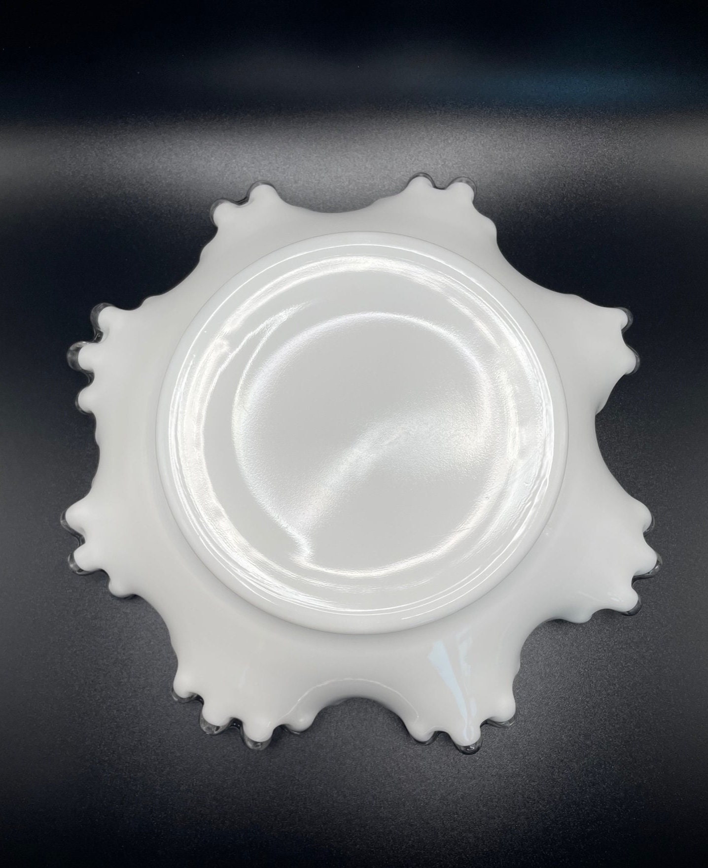 Fenton White Silver Crest Ruffle Bowl Dish - Etsy