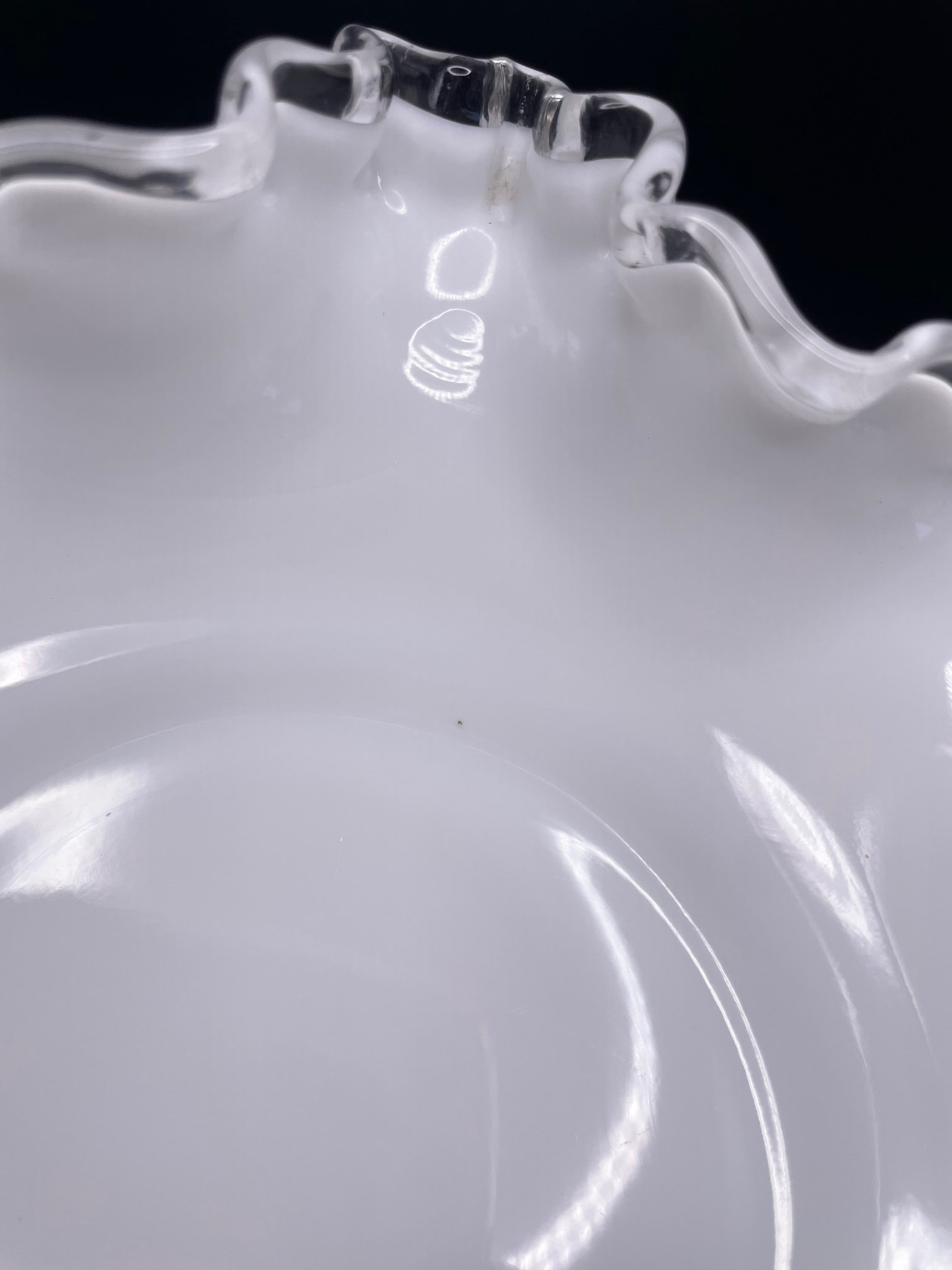 Fenton White Silver Crest Ruffle Bowl Dish - Etsy