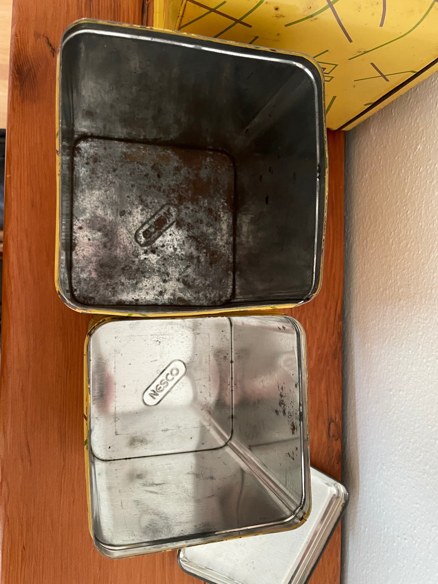 Nesco Kitchen Canister Set Yellow Metal Vintage MCM - Etsy