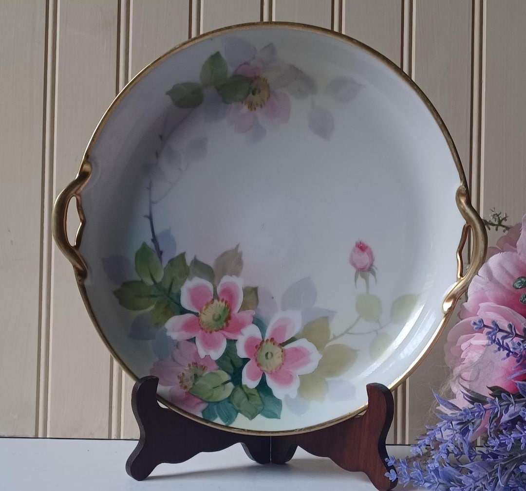 Antique Nippon Porcelain Plate: Hand-painted Floral Motif, Cottagecore ...