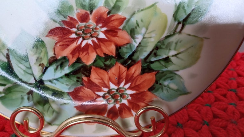 Poinsettia Plate Antique CS Bavaria EW Donath Listed Artist - Etsy
