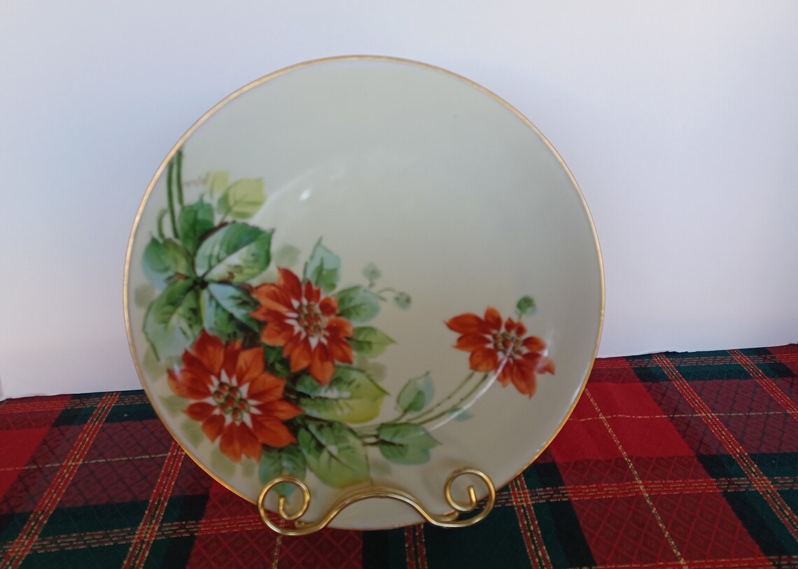 Poinsettia Plate Antique CS Bavaria EW Donath Listed Artist - Etsy