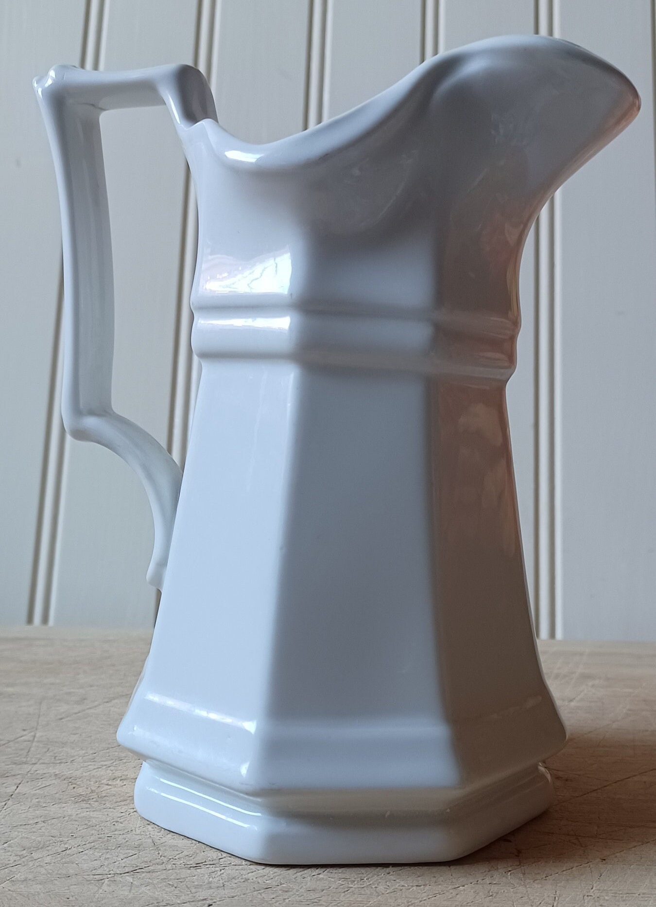 Red Cliff Ironstone Pitcher White Vintage Cottage Country Farmhouse ...