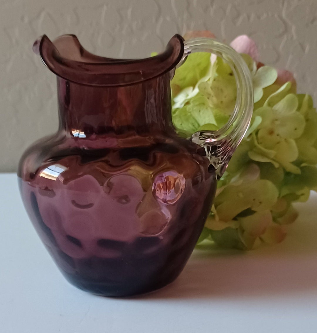 Beacon Glass Co Hand Blown Glass Pitcher With Thumbprint Optic and ...
