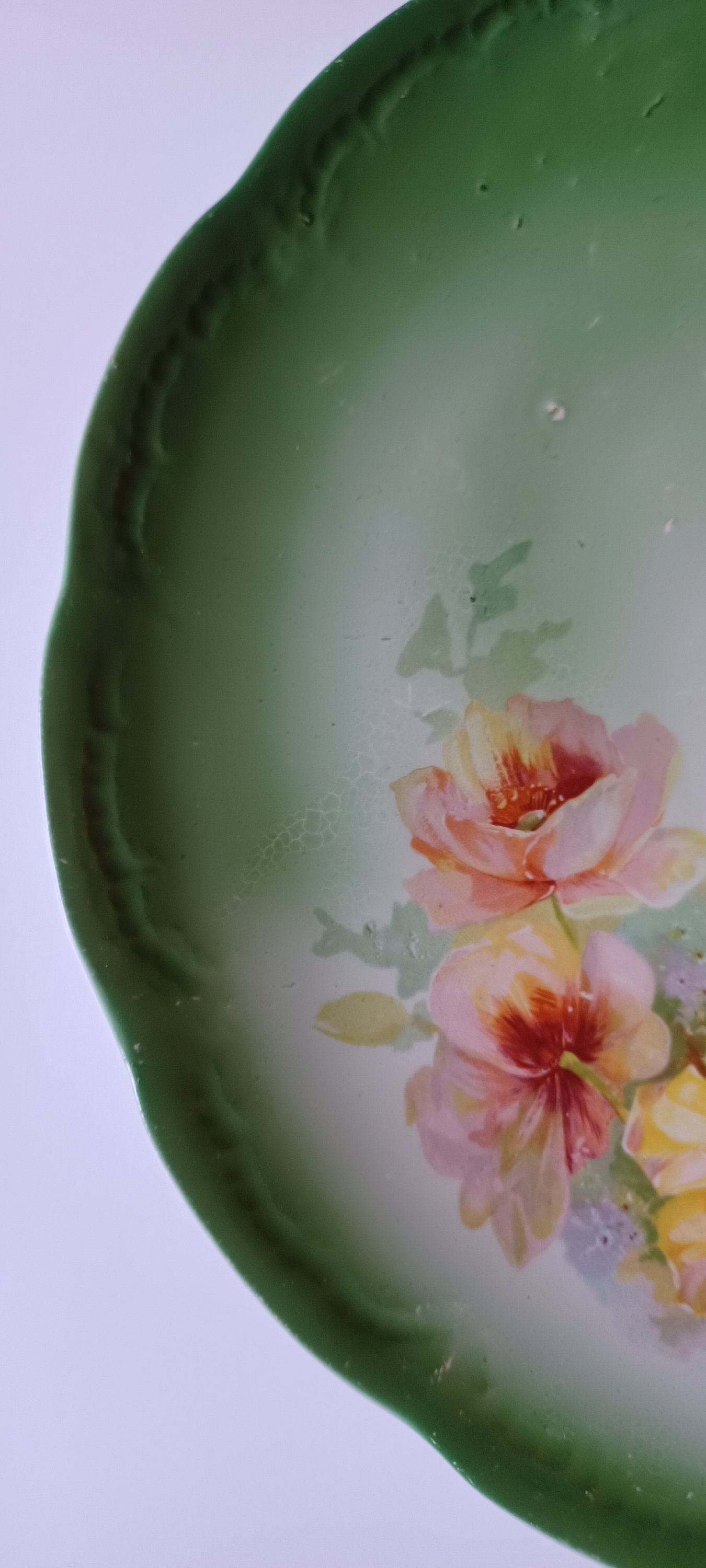 Antique TST Plate Green With Floral Pattern Hand Painted Ca - Etsy
