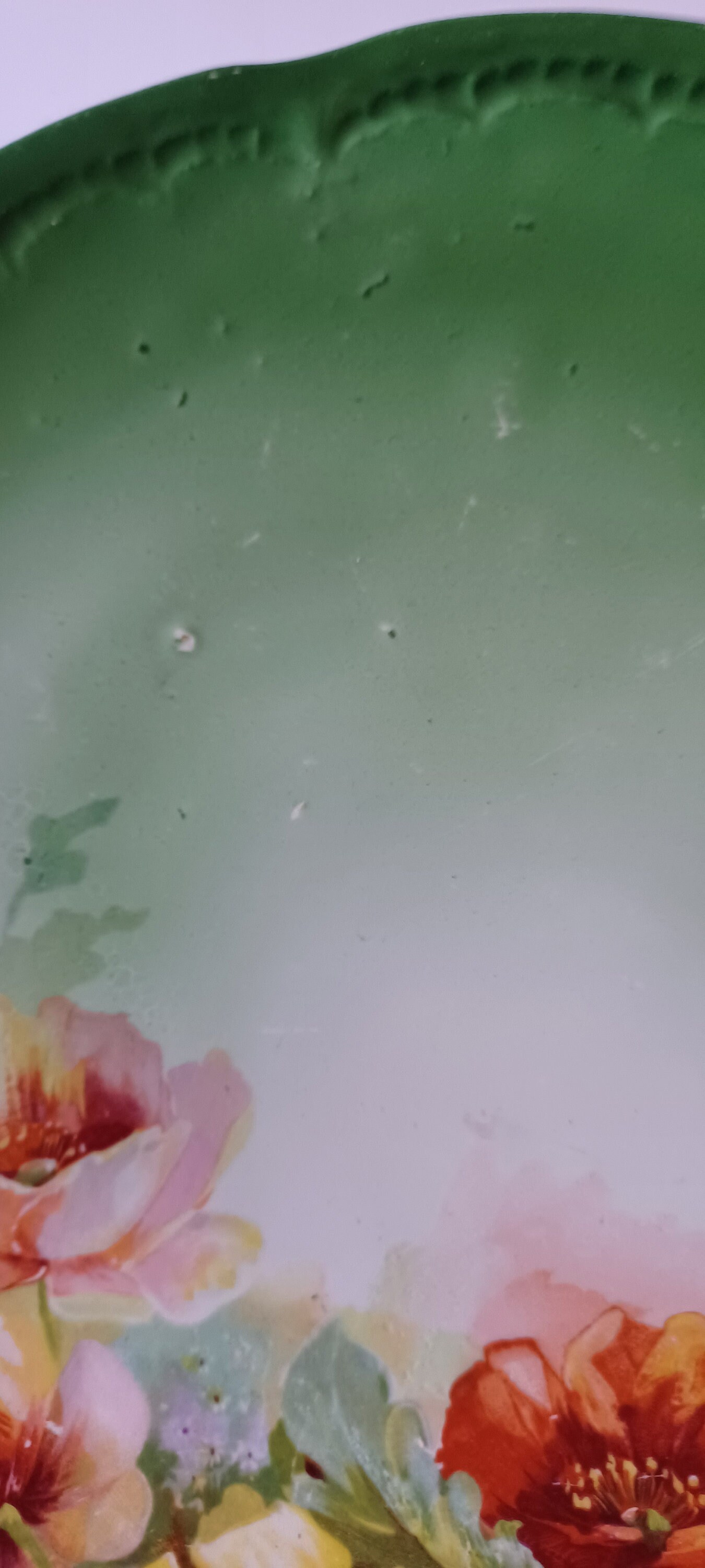 Antique TST Plate Green With Floral Pattern Hand Painted Ca - Etsy