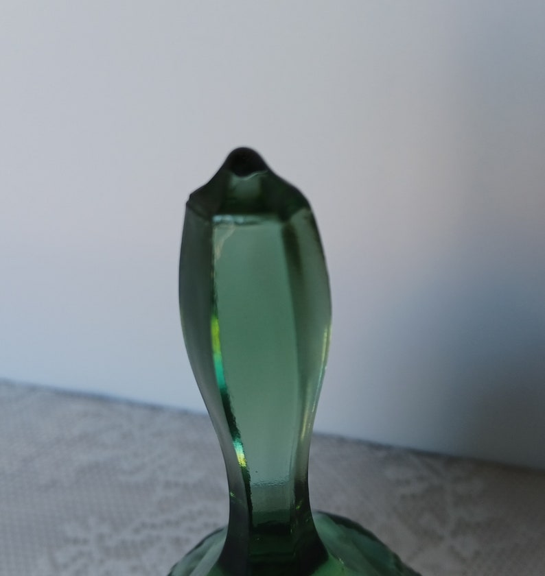 Fenton Green Glass Bell Etched Strawberry Pattern Vintage Glass Clapper ...