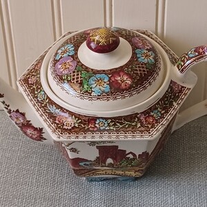 Sadler Teapot Brigadoon Made in England Rare Multicolor Transferware ...