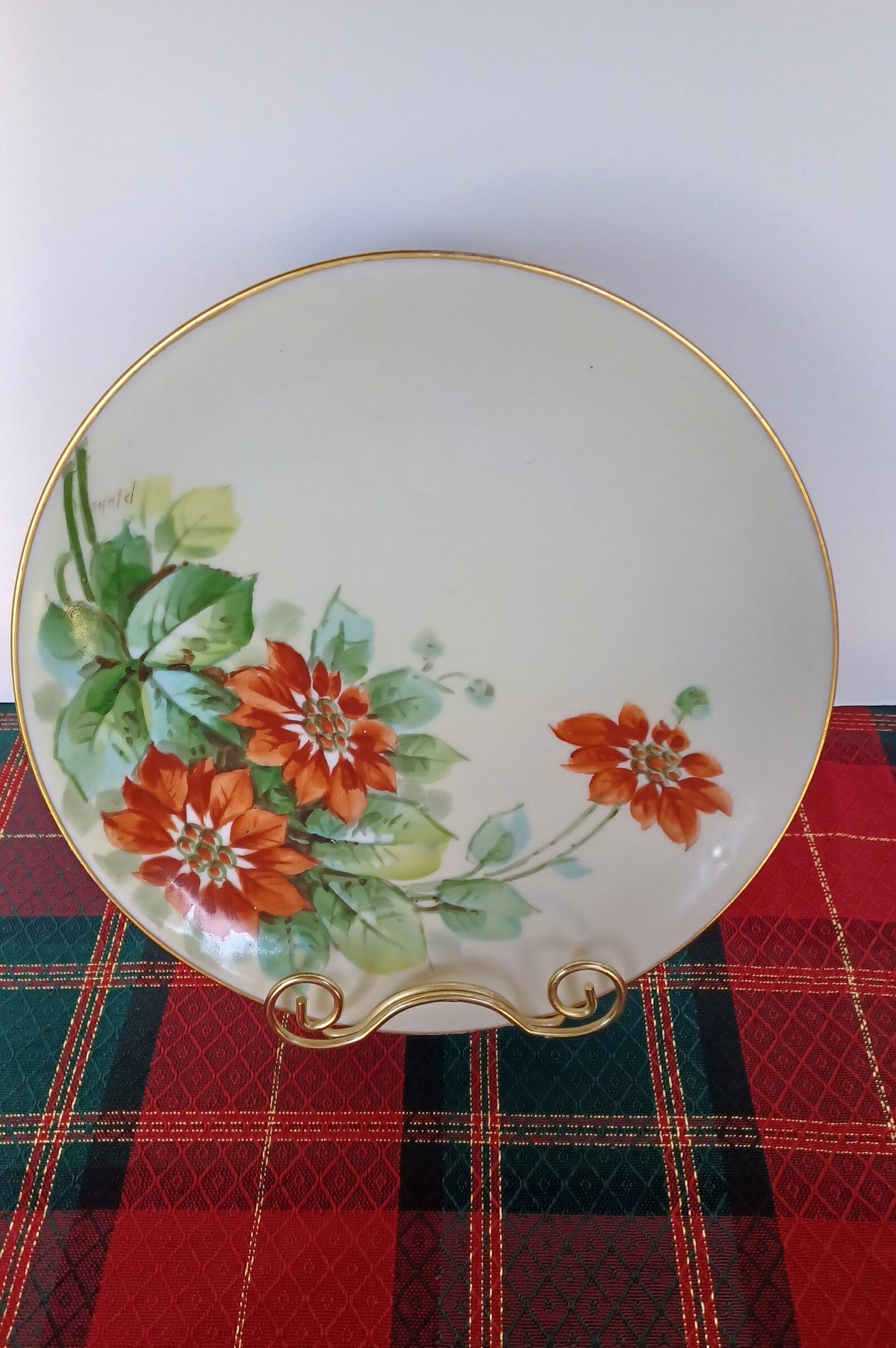 Poinsettia Plate Antique CS Bavaria EW Donath Listed Artist - Etsy