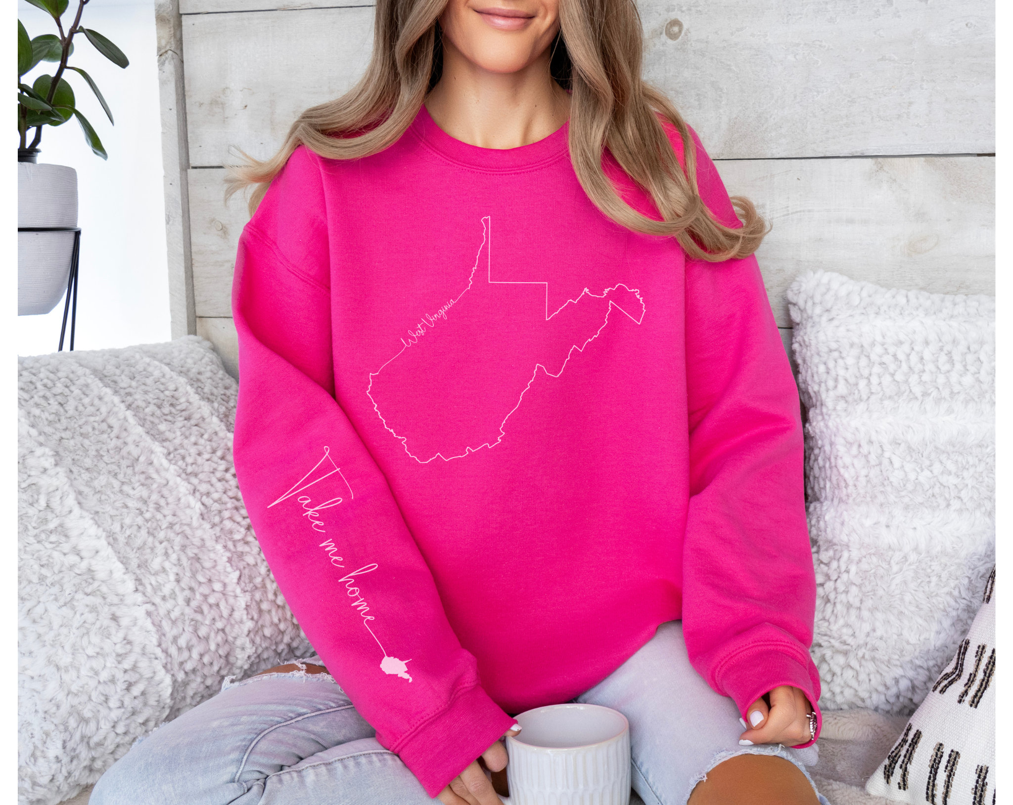 West Virginia Sweatshirt West Virginia State Outline WV Sweater ...
