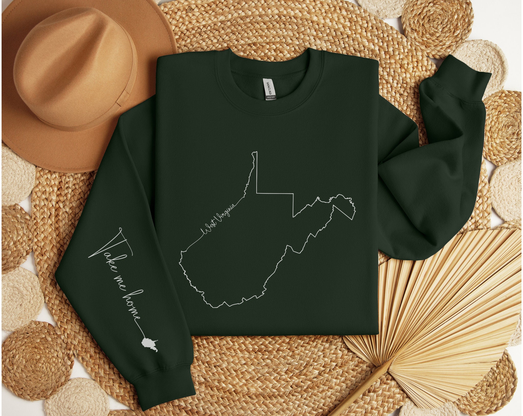 West Virginia Sweatshirt West Virginia State Outline WV Sweater ...