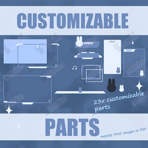 Animate Cyber Bunny Overlay Stream Set (blue/ Cute / Twitch Stream ...