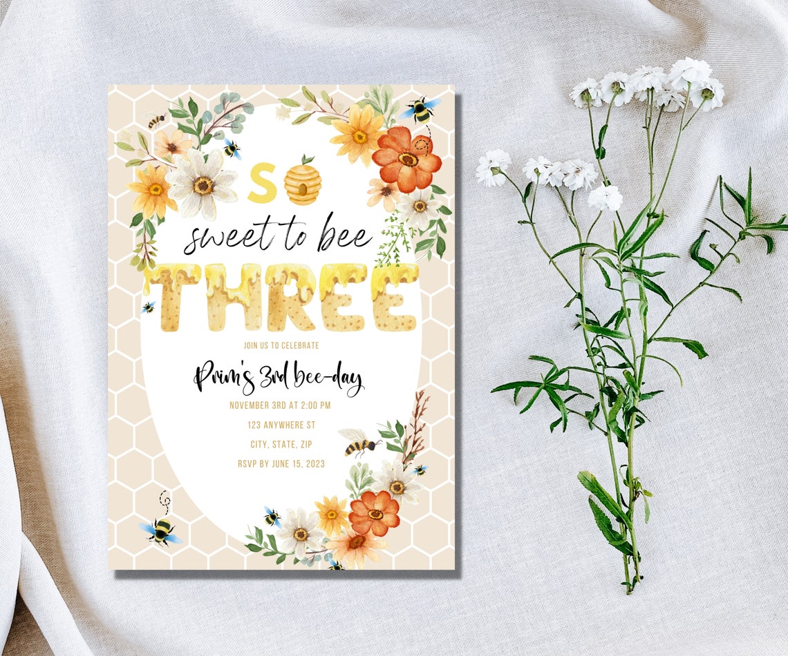 So Sweet to Bee Three Girls 3rd Birthday Bee-day Bee Theme - Etsy