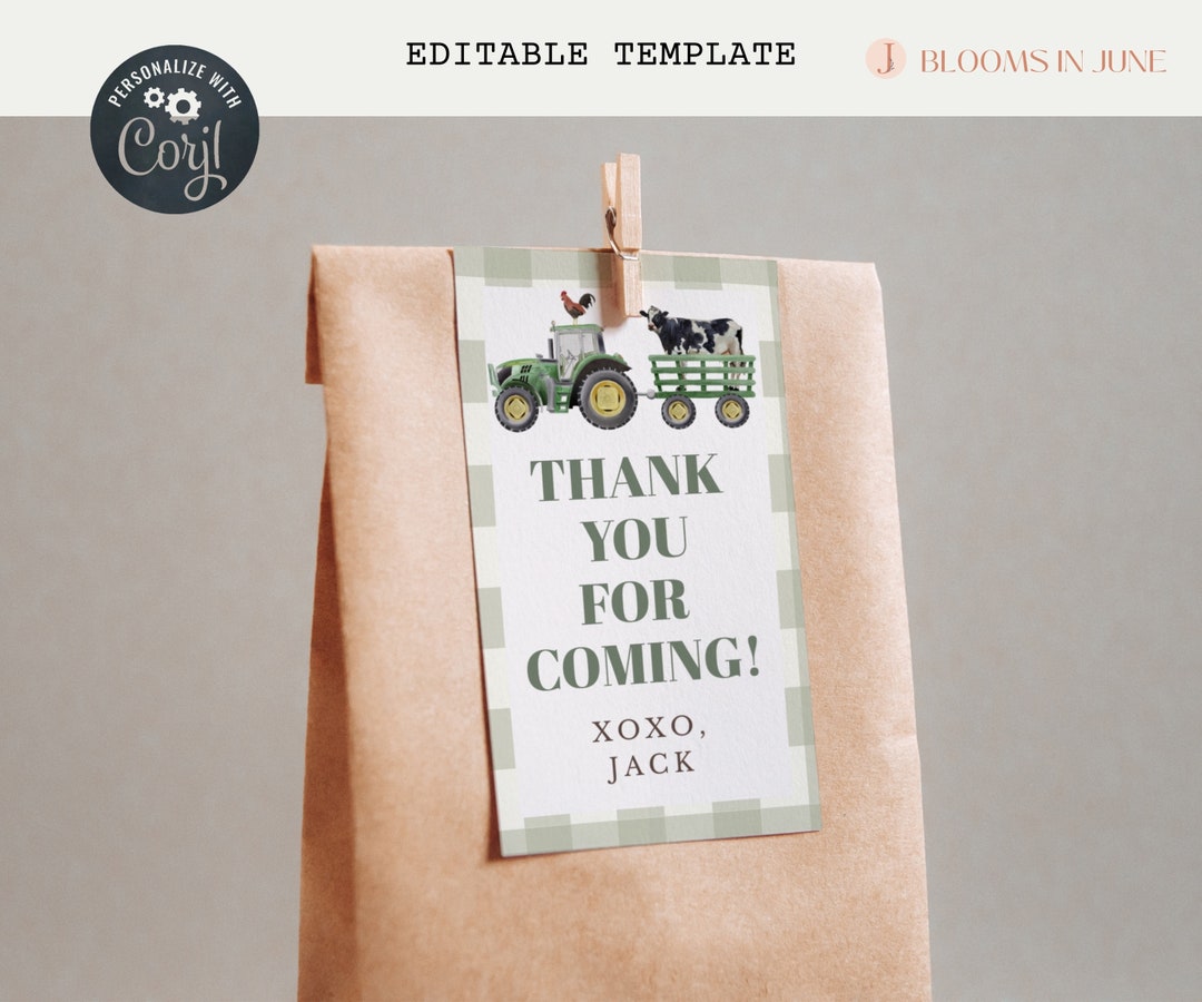 Farm Theme Thank You Tag, Barnyard Theme Party Decor, Thanks for Coming ...