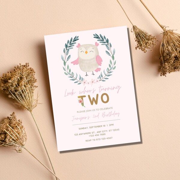 Owl Two Invitation - Etsy
