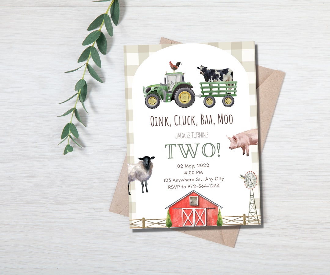 Oink Cluck Baa Moo Look Whos Turning Two Second - Etsy