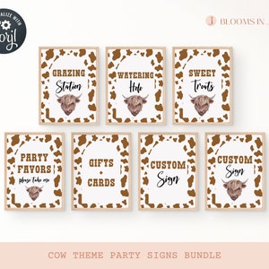 Cow Party Sign Bundle, 8x10 in Decor, Cow Theme Party Sign Decor, Holy ...
