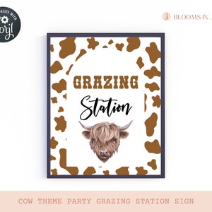 Grazing Station Sign, 8x10 in Party Decor, Cow Theme Party Sign Decor ...