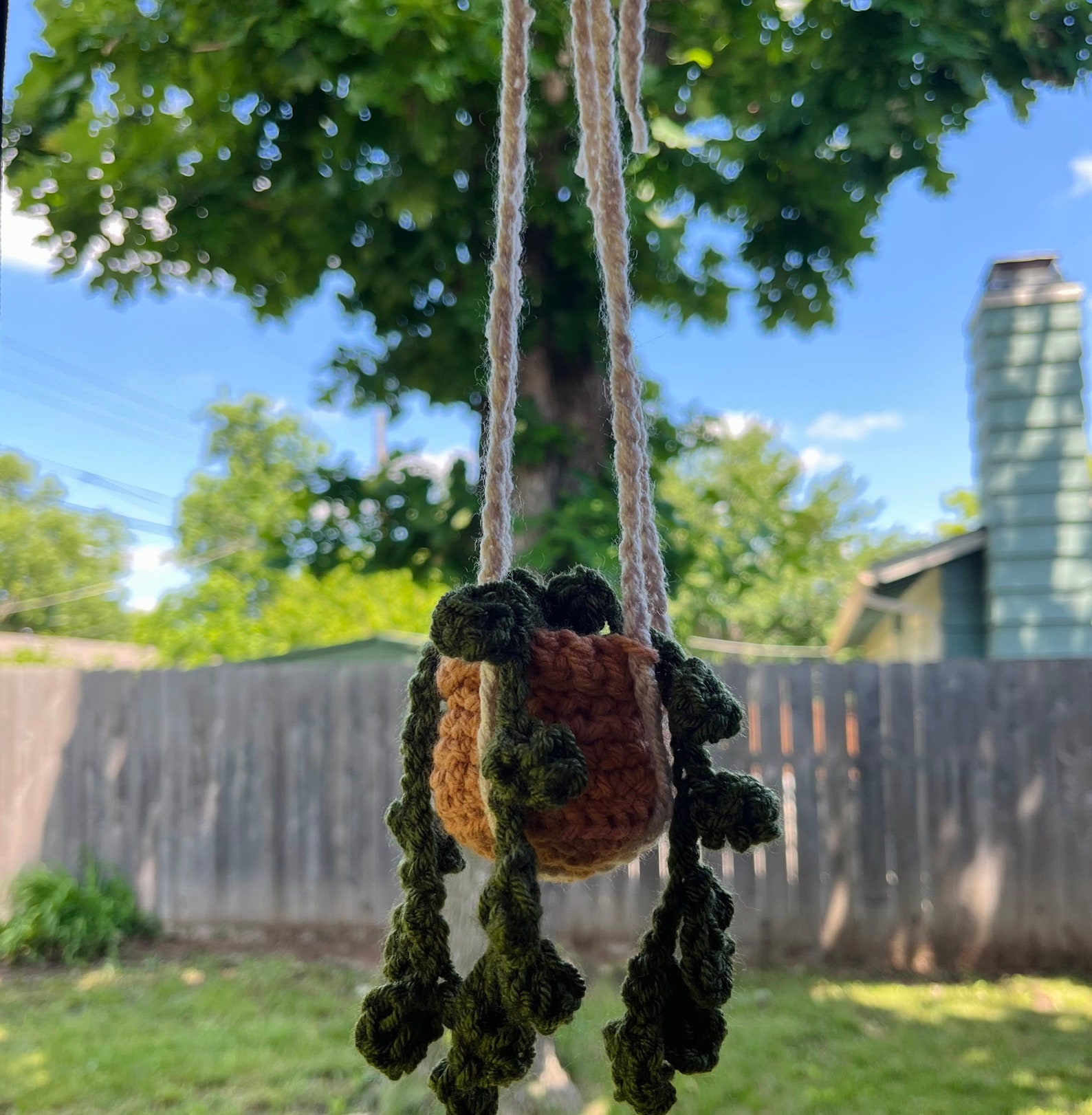 Crochet Hanging Potted Plant, Crochet Car Decor, Crochet Small Plant ...