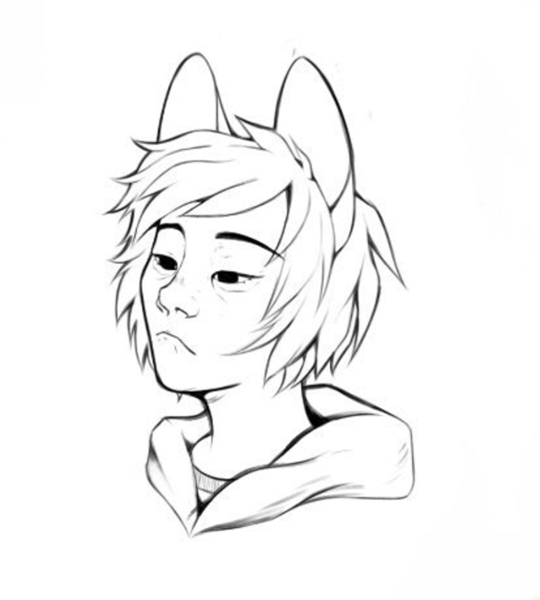 OC Character Art Headshot Line Work Sketch Black and White Portrait - Etsy