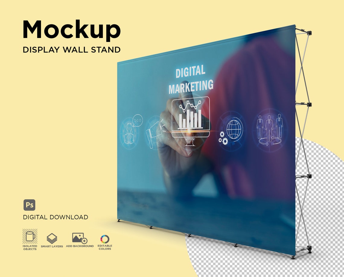 Exhibition Wall Banner Cloth Straight Display Stand Isolated 3D Render ...