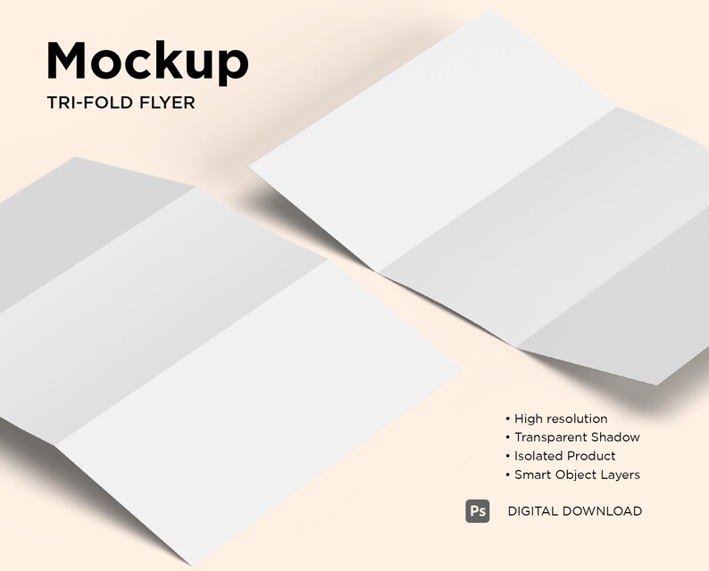 Tri Fold Brochure Flyer, Z Fold, DL Fold Printable PSD Mockup Design ...