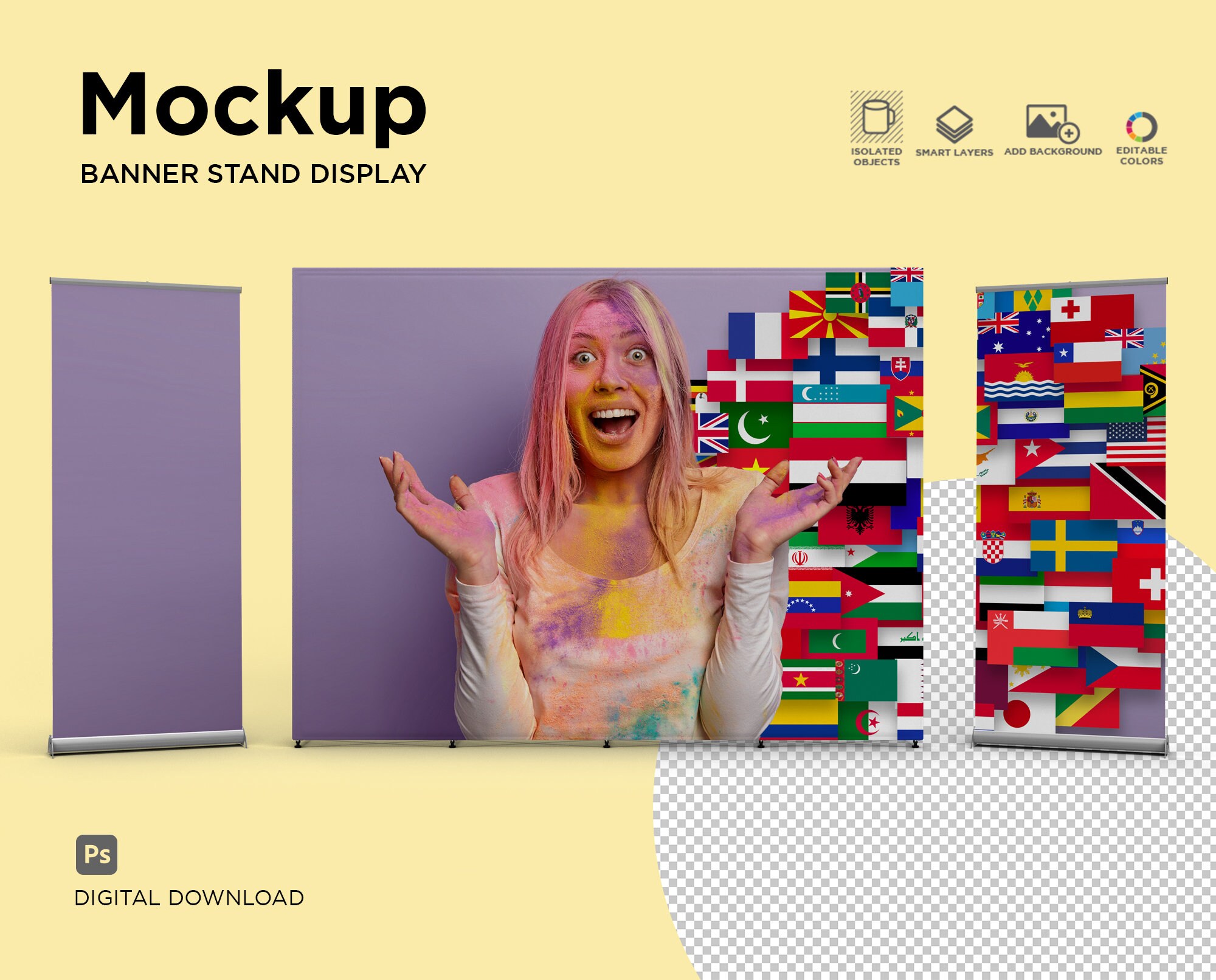 Exhibition Cloth Banner Wall Straight Display Stand and Two Retractable ...