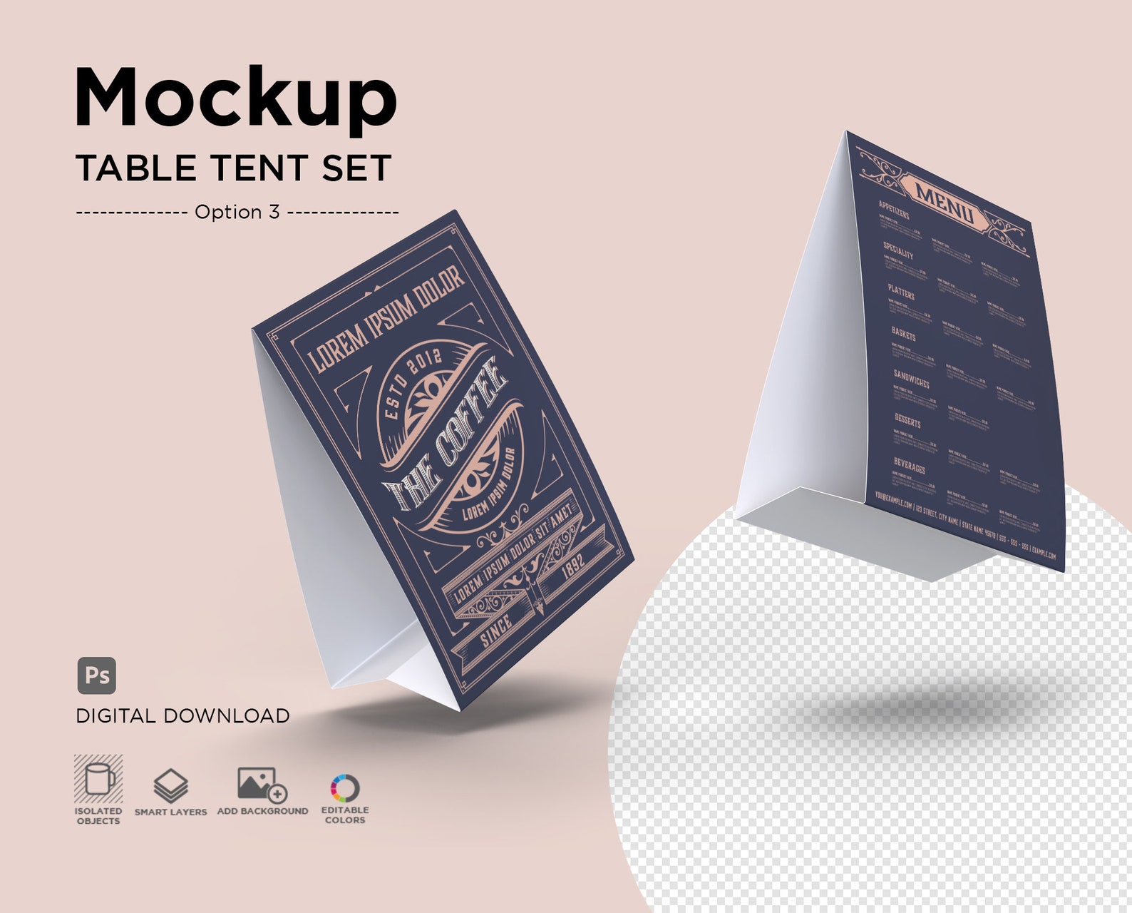 Table Tent Card Mockup, Tent Card Menu Mockup, Table Menu Template ...