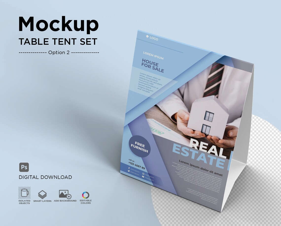Table Tent Card Mockup, Tent Card Menu Mockup, Table Menu Template ...