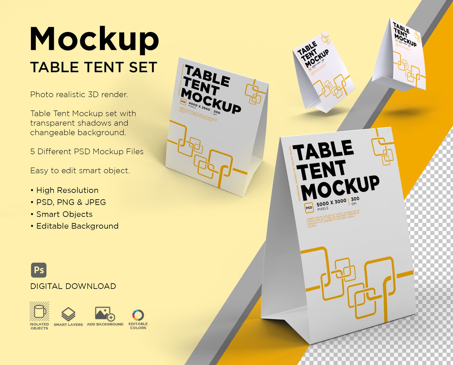 Table Tent Card Mockup, Tent Card Menu Mockup, Table Menu Template ...