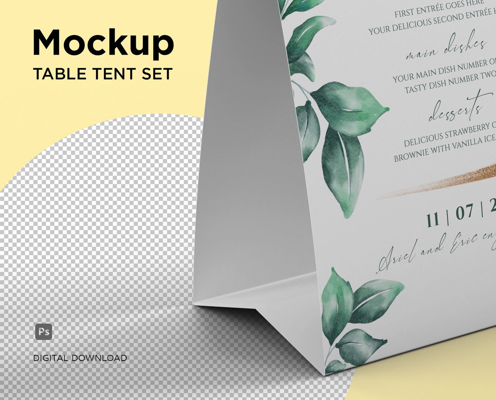 Table Tent Card Mockup, Tent Card Menu Mockup, Table Menu Template ...