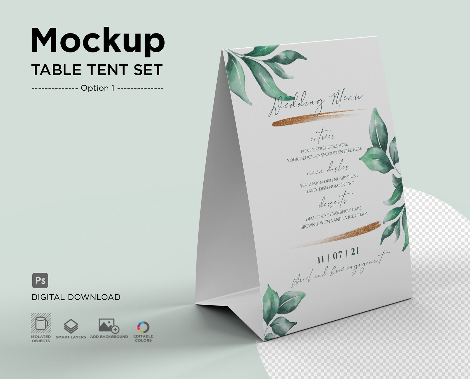Table Tent Card Mockup, Tent Card Menu Mockup, Table Menu Template ...