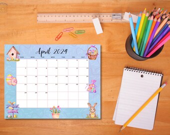 Printable April 2024 Calendar, Sweet Pastries Calendar, Monthly ...