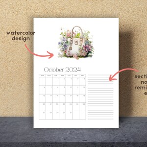 PRINTABLE 2024 Monthly Calendar Handbags Watercolor Illustrations PDF ...