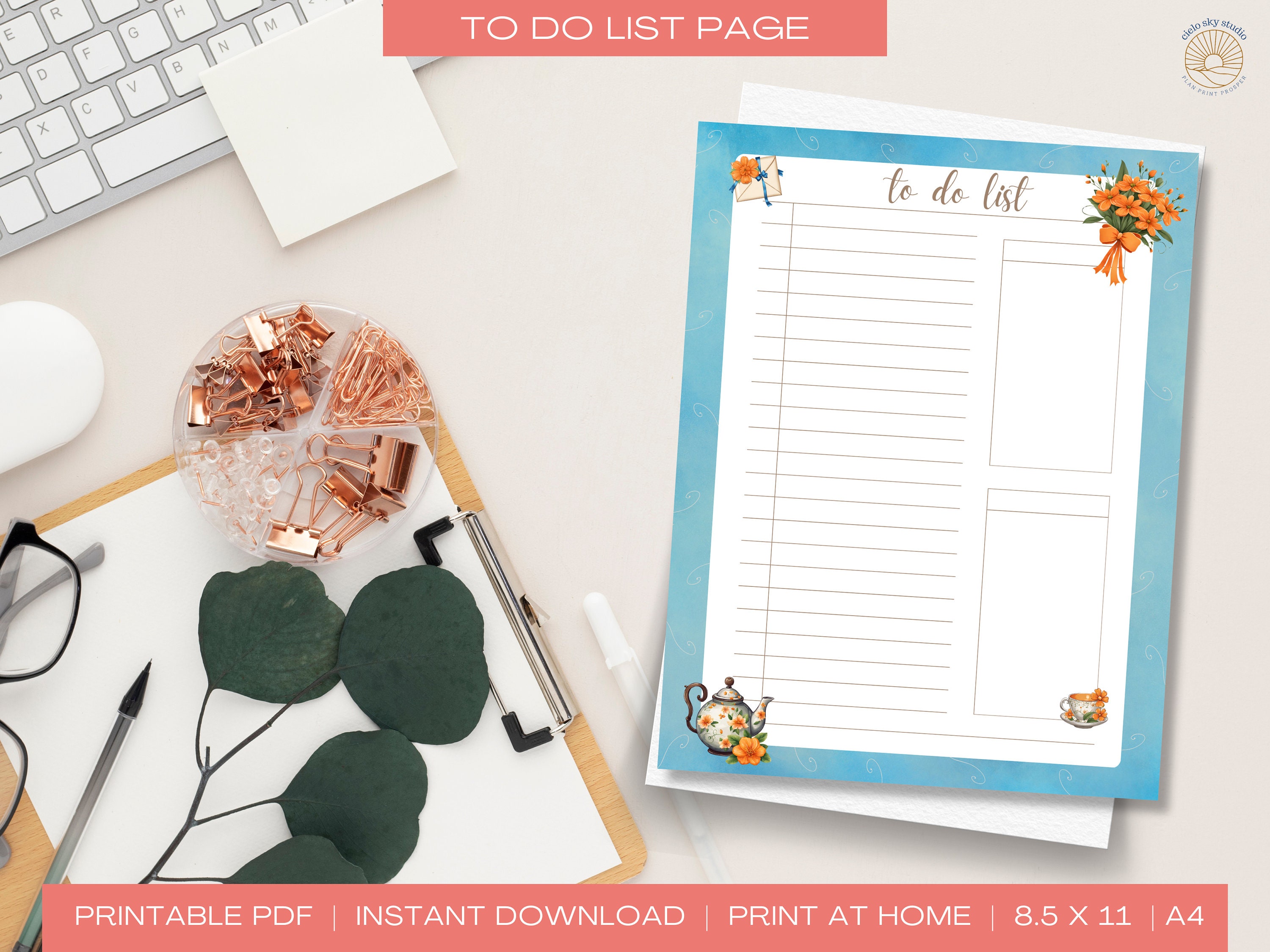 Printable to Do List, Productivity Planner, Check List 11 X 8.5 A4 PDF ...
