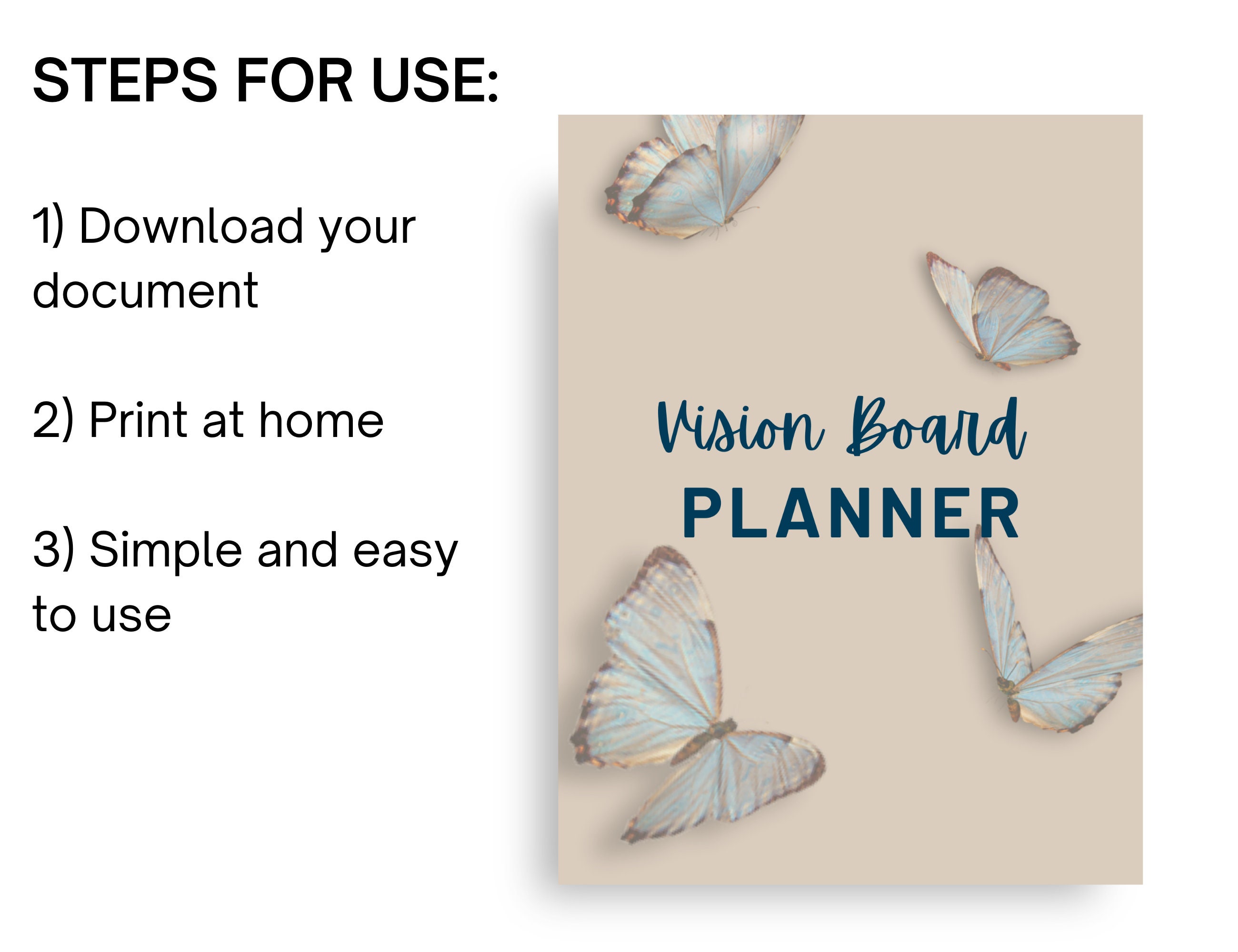 Vision Board Planner | Goal Worksheet | Action Plan | Affirmations ...