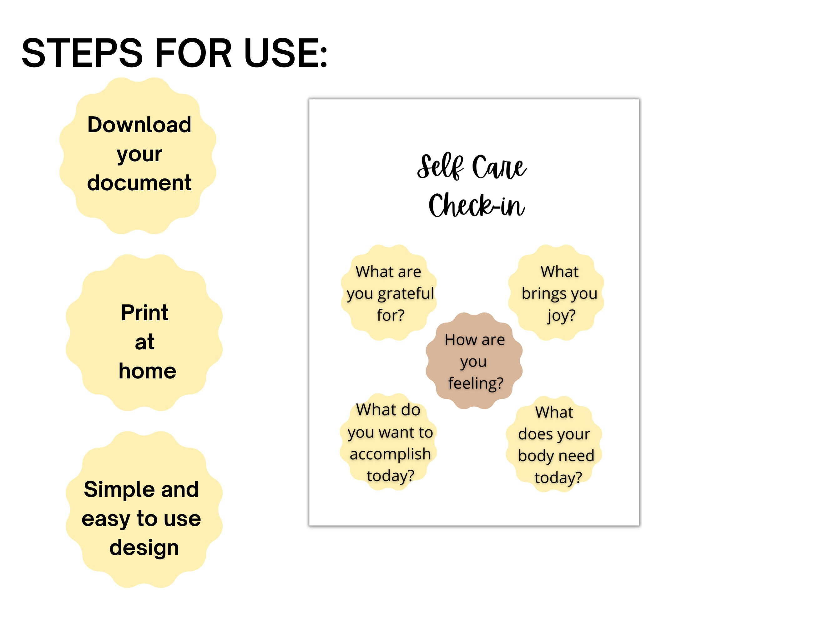 Daily Self Care Check-in Poster| Self-love & Mental Health Printable ...